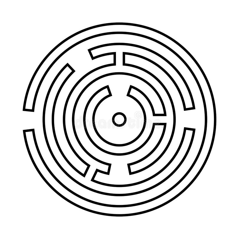 Laberinto O Laberinto Del Círculo Es Icono Negro Ilustración del Vector ...