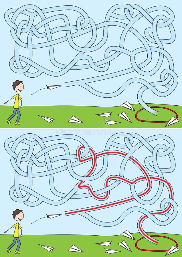 Laberinto plano de papel ilustración del vector. Ilustración de lanzar ...