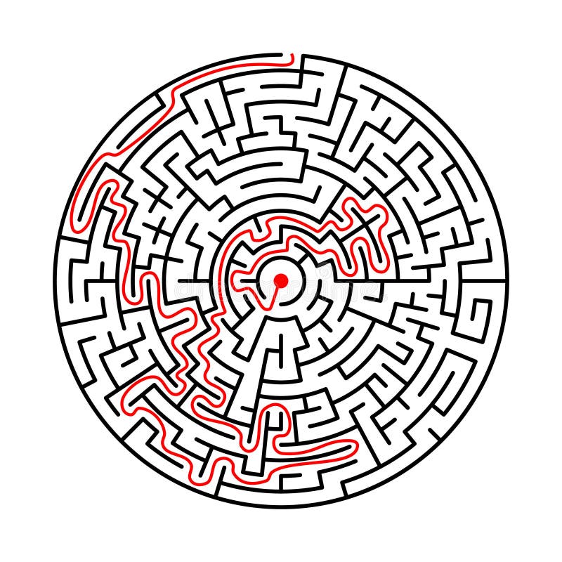 Laberinto Redondo Con Solución Ilustración Del Vector Ilustración del ...