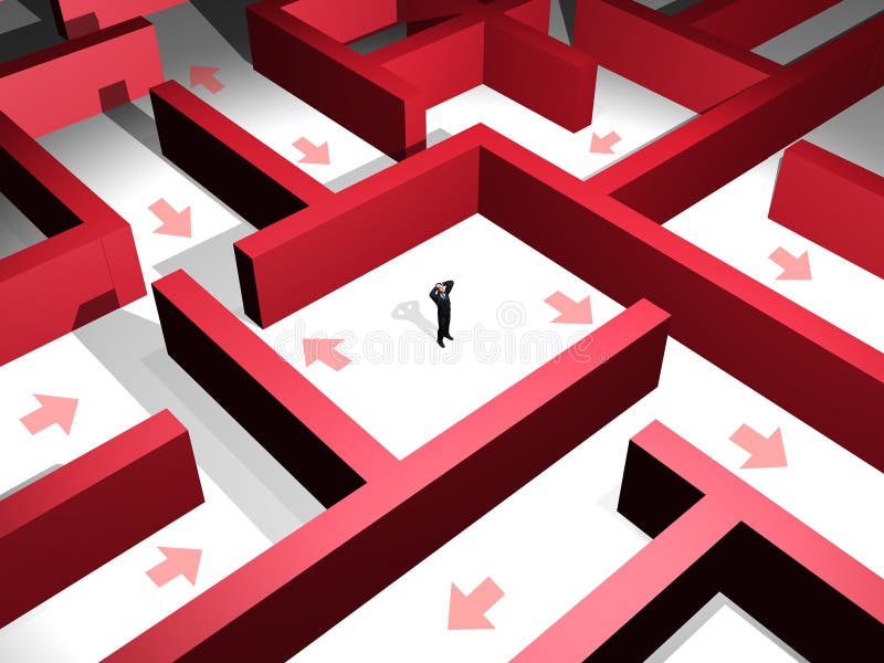 Laberinto rojo stock de ilustración. Ilustración de concepto - 33540624