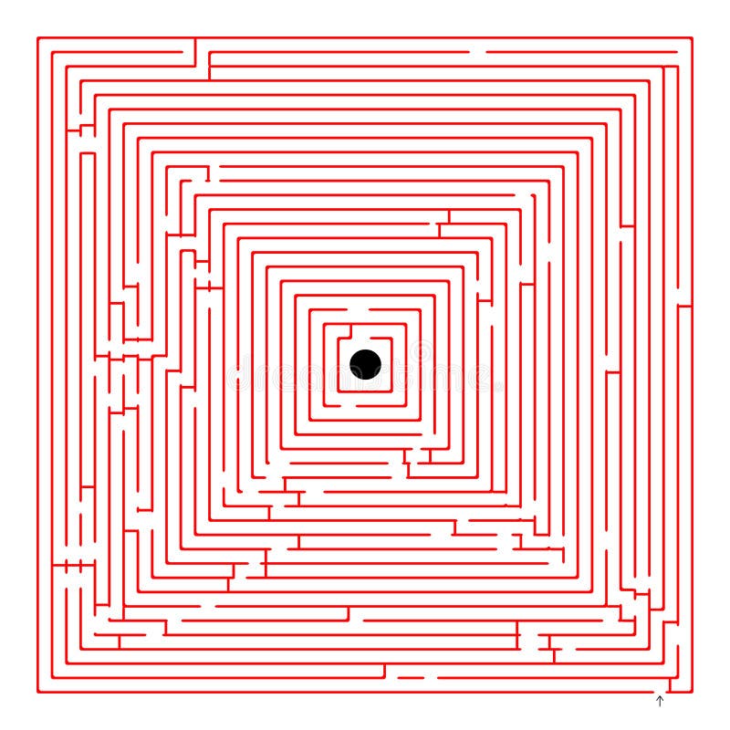 Laberinto Rojo Redondo Contra Blanco Ilustración del Vector ...