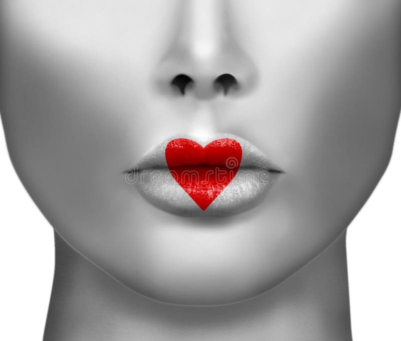 Corazón Rojo Del Amor Del Lápiz Labial Imagen de archivo - Imagen de ...