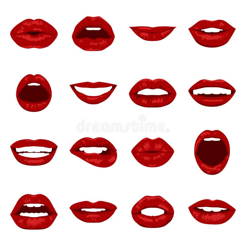 Labios del vector fijados ilustración del vector. Ilustración de boca ...