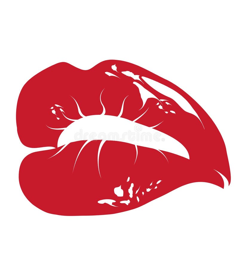 Símbolo Del Salón De Belleza, Labios Y Etiqueta Del Vector De Los ...