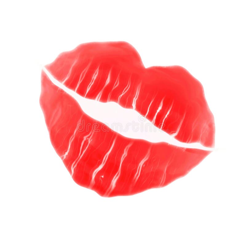 Huella De Labios Rojos. Dibujo Vectorial De Un Beso Sobre Un Fondo ...