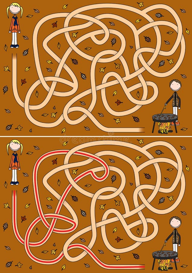 Labirinto Autunnale Per Bambini. Attività Didattica Stampabile Nella ...