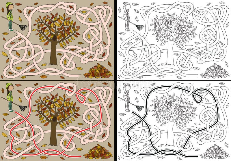 Labirinto Autunnale Per Bambini. Attività Didattica Stampabile Nella ...