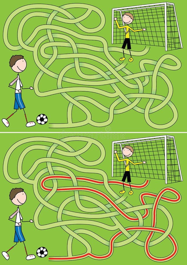 Labirinto do futebol ilustração do vetor. Ilustração de desenho - 23210607