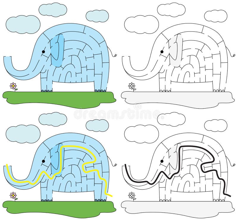 Labirinto dell'elefante illustrazione vettoriale. Illustrazione di ... Labirinto dell'elefante illustrazione vettoriale. Illustrazione di ...