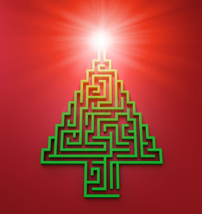 Labirinto a Forma Di Dell'albero Di Natale Illustrazione di Stock ...