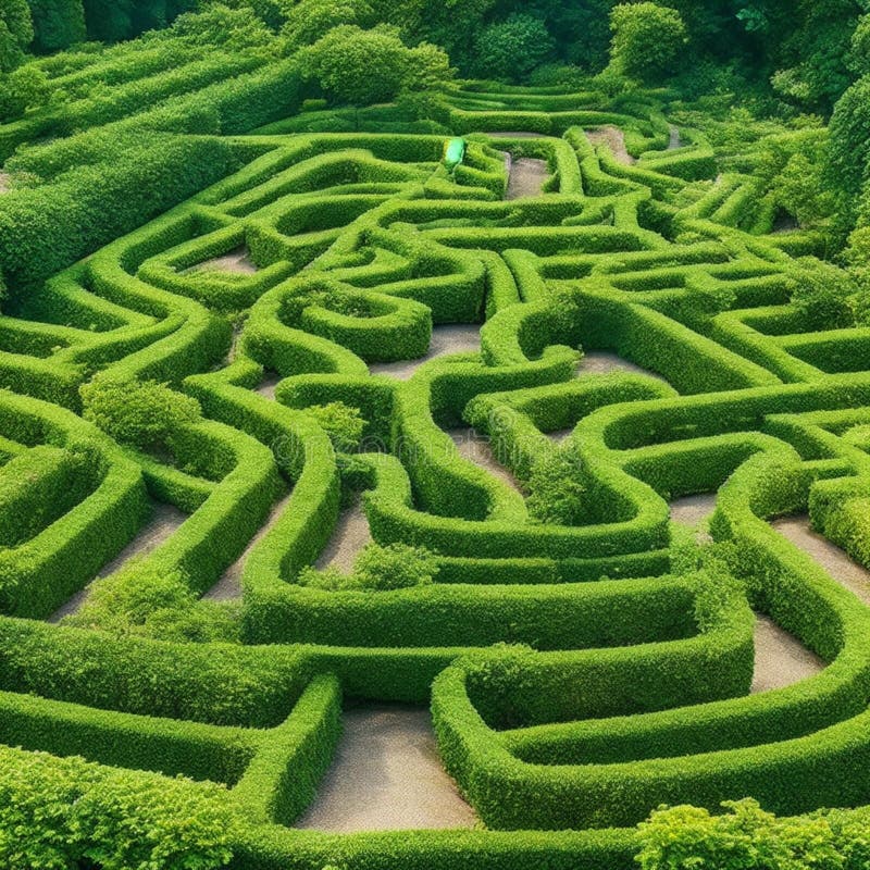 Green Labyrinth. Plant Maze. Garden. Aerial View of Green Labyrinth ...