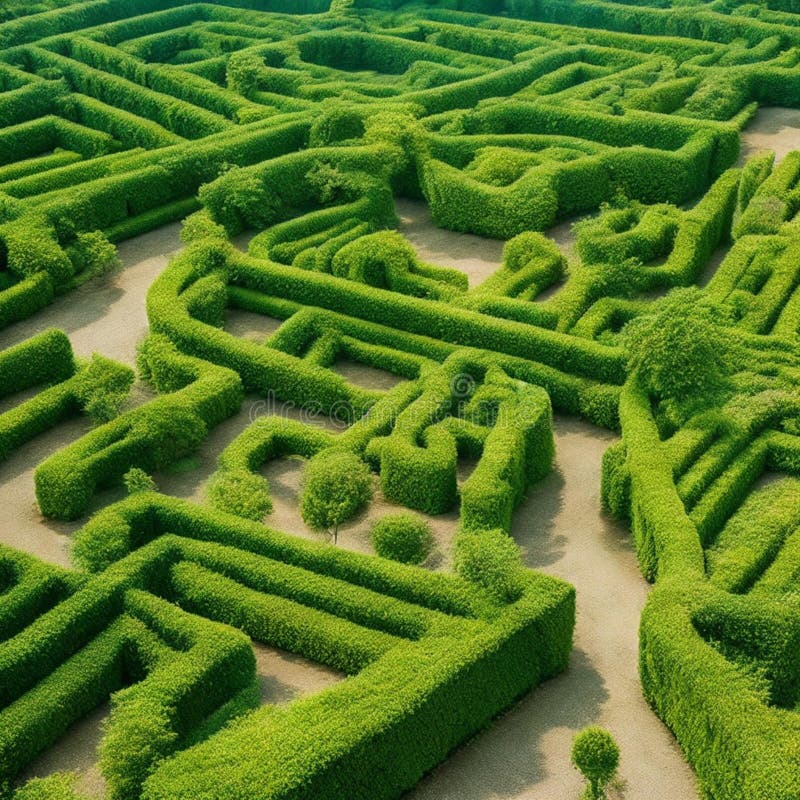 Green Labyrinth. Plant Maze. Garden. Aerial View of Green Labyrinth ...