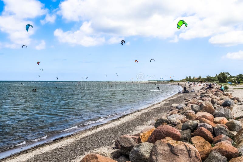 Beach in Laboe editorial stock photo. Image of chair - 116089898