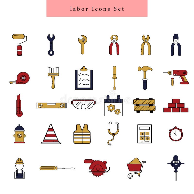 Labor Colorfull Icon Set Vector Illustration Stock Vector ...