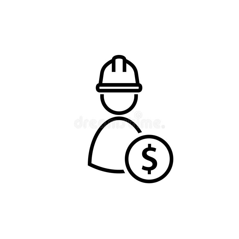 Labor Cost Concept Outline Icon Stock Vector - Illustration of hired ...