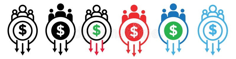 Labor Cost Reduction Icons for Worker Pay Salary and Wage Income ...