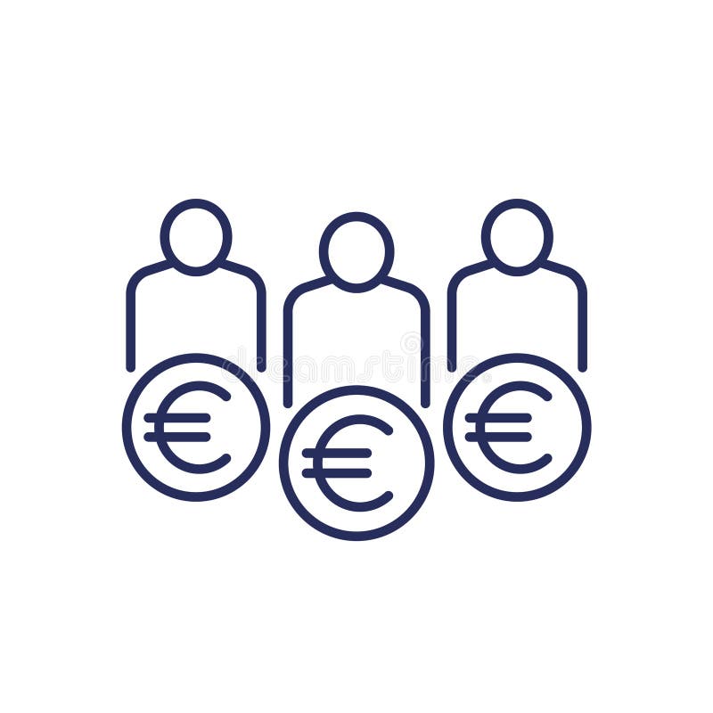 Labor Costs Icon with Workers and Euro Line Vector Stock Vector ...