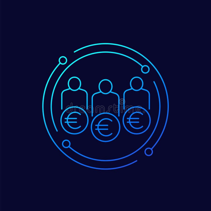 Labor Costs Icon with Workers and Euro Line Vector Stock Vector ...