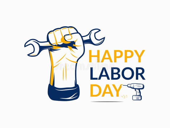 Happy Labor Day Icon with Beer Mug and Wrench Stock Illustration ...