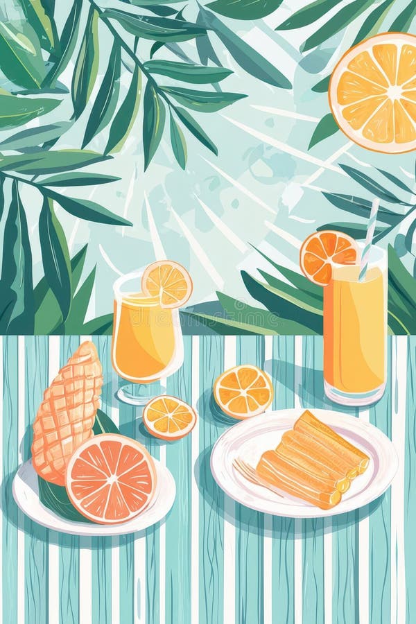 Labor Day Brunch, Outdoor Dining, Flat Design Illustration Stock ...