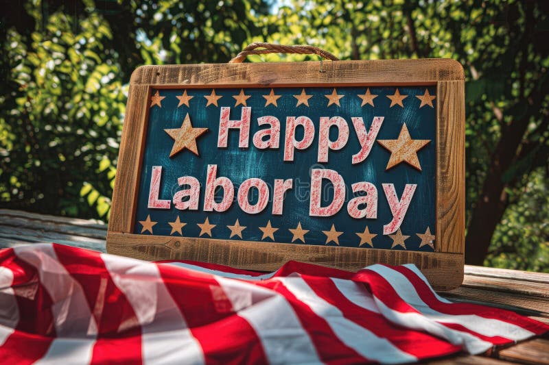 Labor Day Celebration Board with American Theme Stock Illustration ...