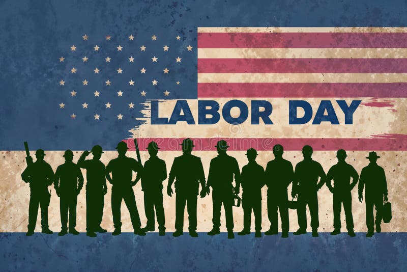Labor Day Celebration Concept with Workers Silhouettes in Front of an ...