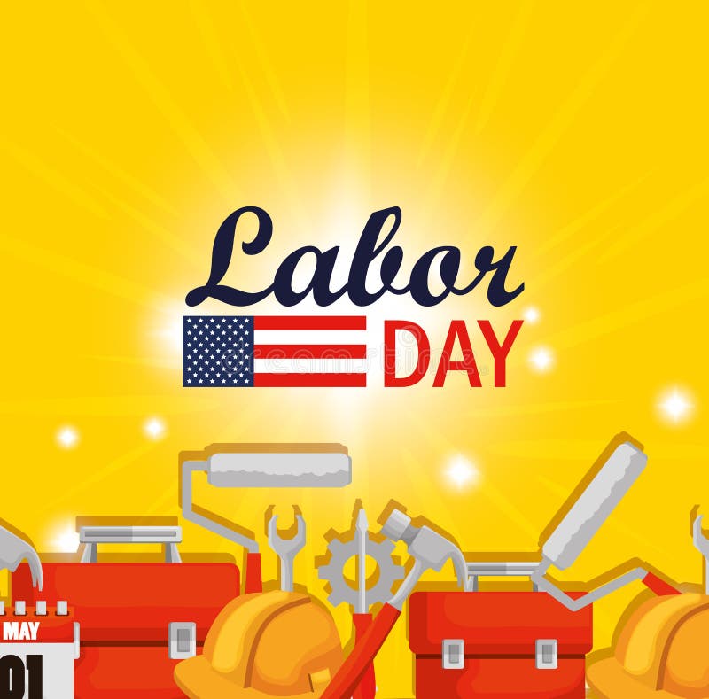 Labor Day Celebration with Construction Tools Stock Vector ...