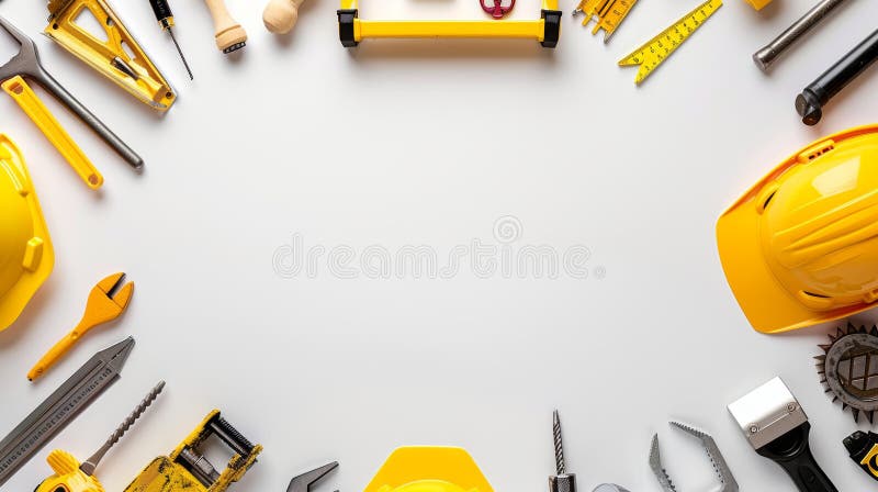 Labor Day Celebration Frame Border Background with Construction Tools ...