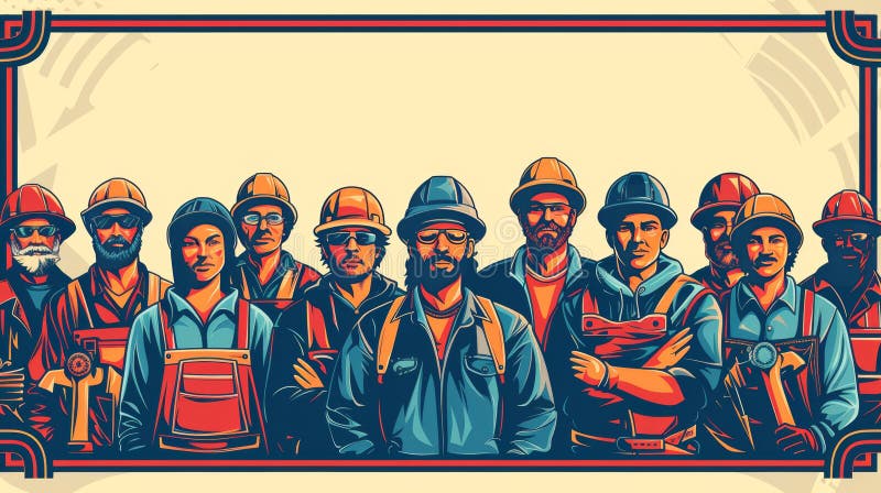 Labor Day Celebration Frame Border Background with Diverse Group of ...