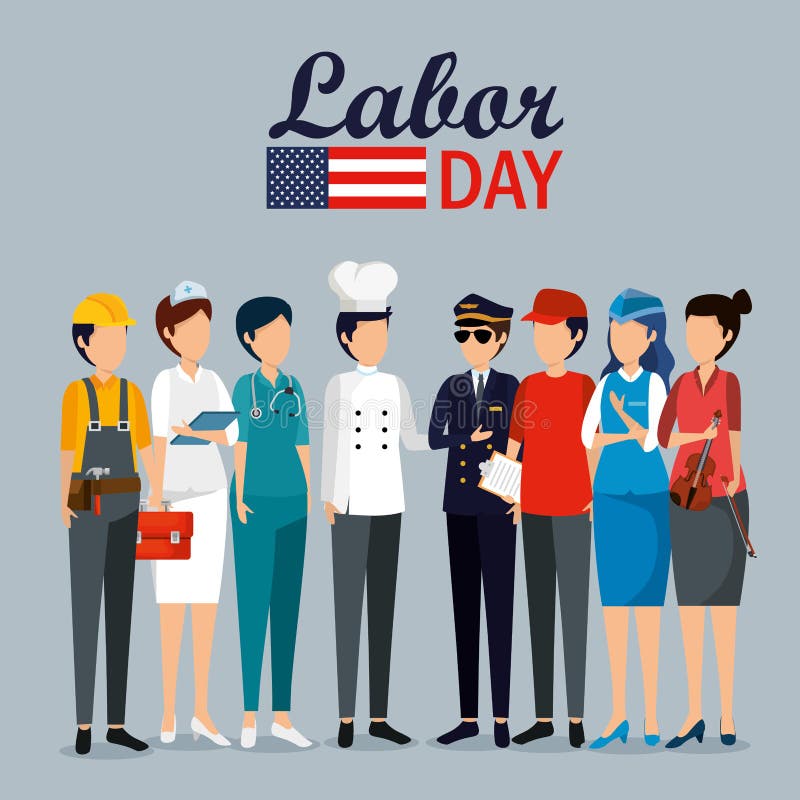 Professional Workers To Celebrate Labor Day Stock Illustration ...