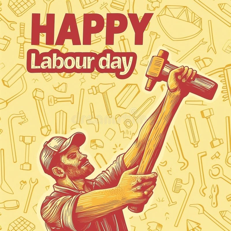Labor Day Celebration Vector with Hand Holding Hammer and Tool ...