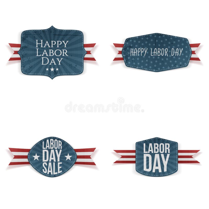 Labor Day Festive Paper Tags Collection Stock Vector - Illustration of ...
