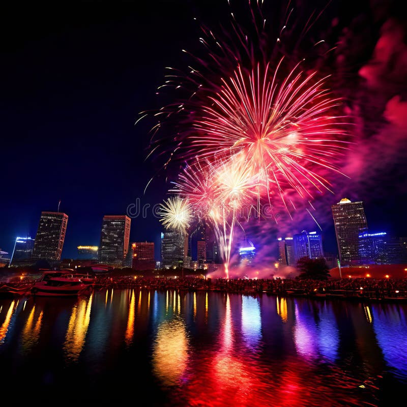 Labor Day Fireworks Display Many Cities Hos Fireworks Displays Stock ...