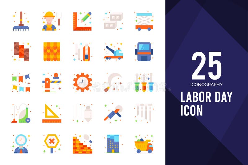 25 Labor Day Flat Icon Pack. Vector Illustration Stock Vector ...
