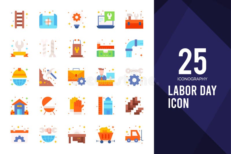 25 Labor Day Flat Icon Pack. Vector Illustration Stock Vector ...