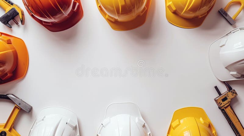 Labor Day Frame Border Background with Construction Helmets and Tools ...