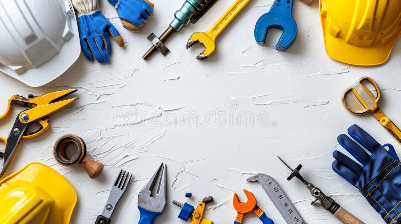 Labor Day Frame Border Background with Construction Tools and Safety ...