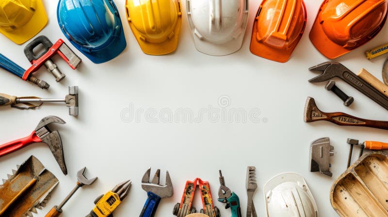 Labor Day Frame Border Background with Construction Tools and Safety ...