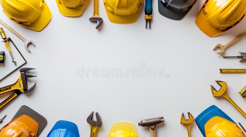 Labor Day Frame Border Background with Construction Tools and Safety ...