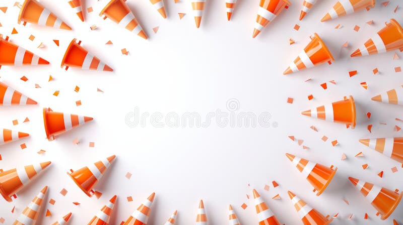 Labor Day Frame Border Background with Orange Traffic Cones and ...