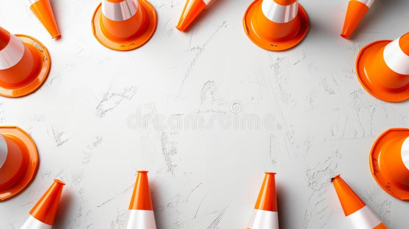 Labor Day Frame Border Background with Orange Traffic Cones on White ...
