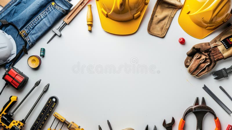 Labor Day Frame Border Background with Tools and Safety Gear for ...