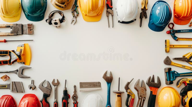 Labor Day Frame Border Background with Tools and Safety Gear for ...