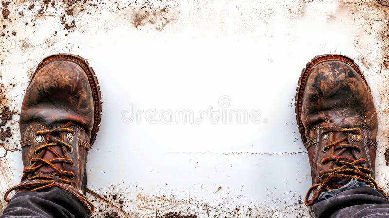 Labor Day Frame Border Background with Work Boots and Muddy Footprints ...
