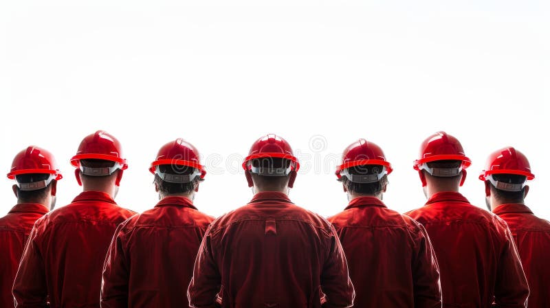 Labor Day Frame Border Background with Workers in Red Uniforms and ...