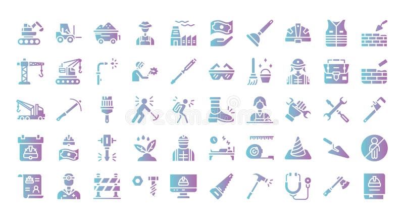 Labor Day Icons Bundle.Flat Gradient Icons Style Stock Vector ...