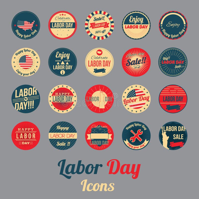 Labor Day Icons Collection. Vector Illustration Decorative Design Stock ...