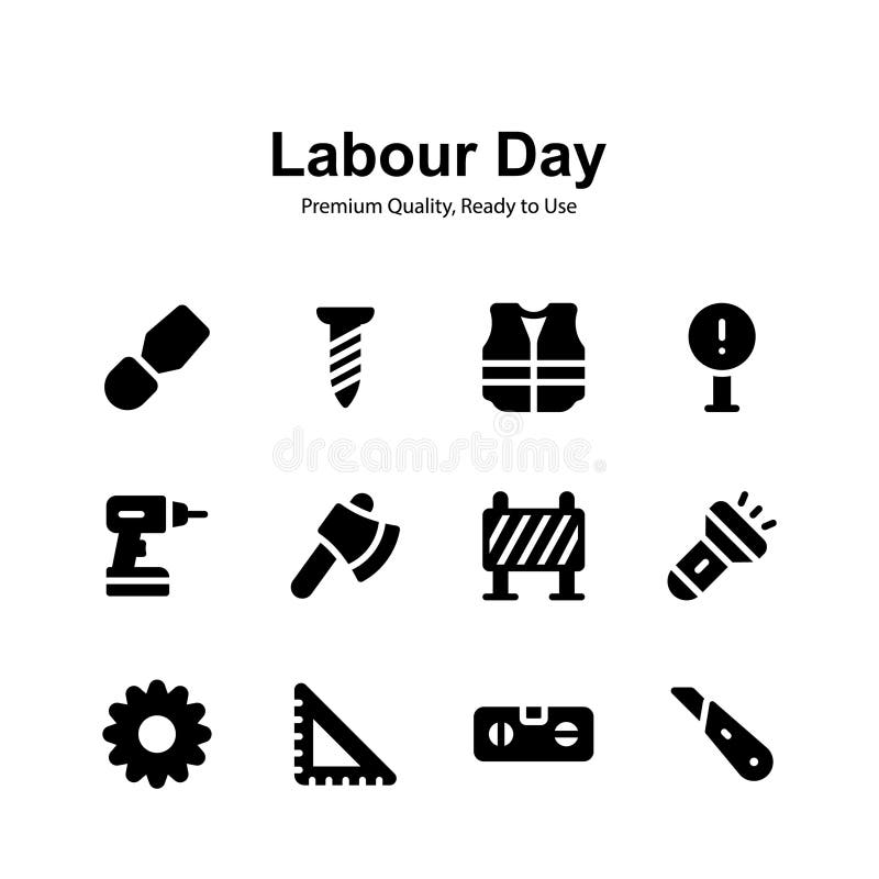 Labor Day Icons Set, Premium Vectors Ready To Use Stock Vector ...
