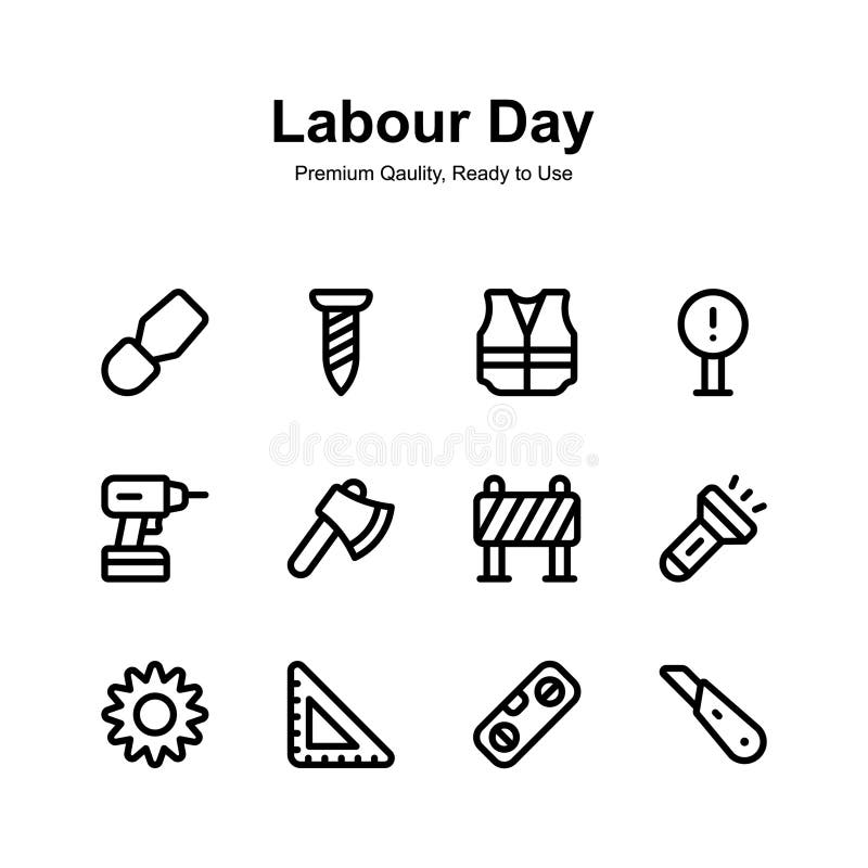 Labor Day Icons Set, Premium Vectors Ready To Use Stock Vector ...