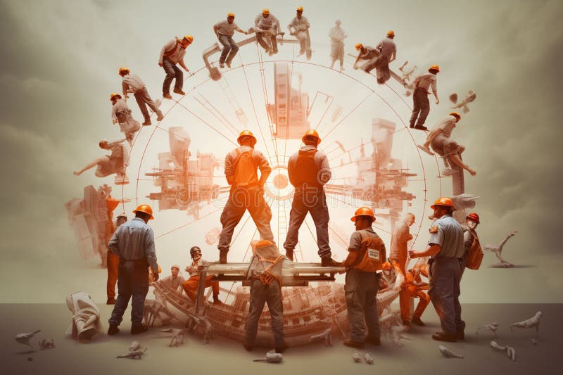 Labor Day Illustration with a Collage of Workers Stock Illustration ...